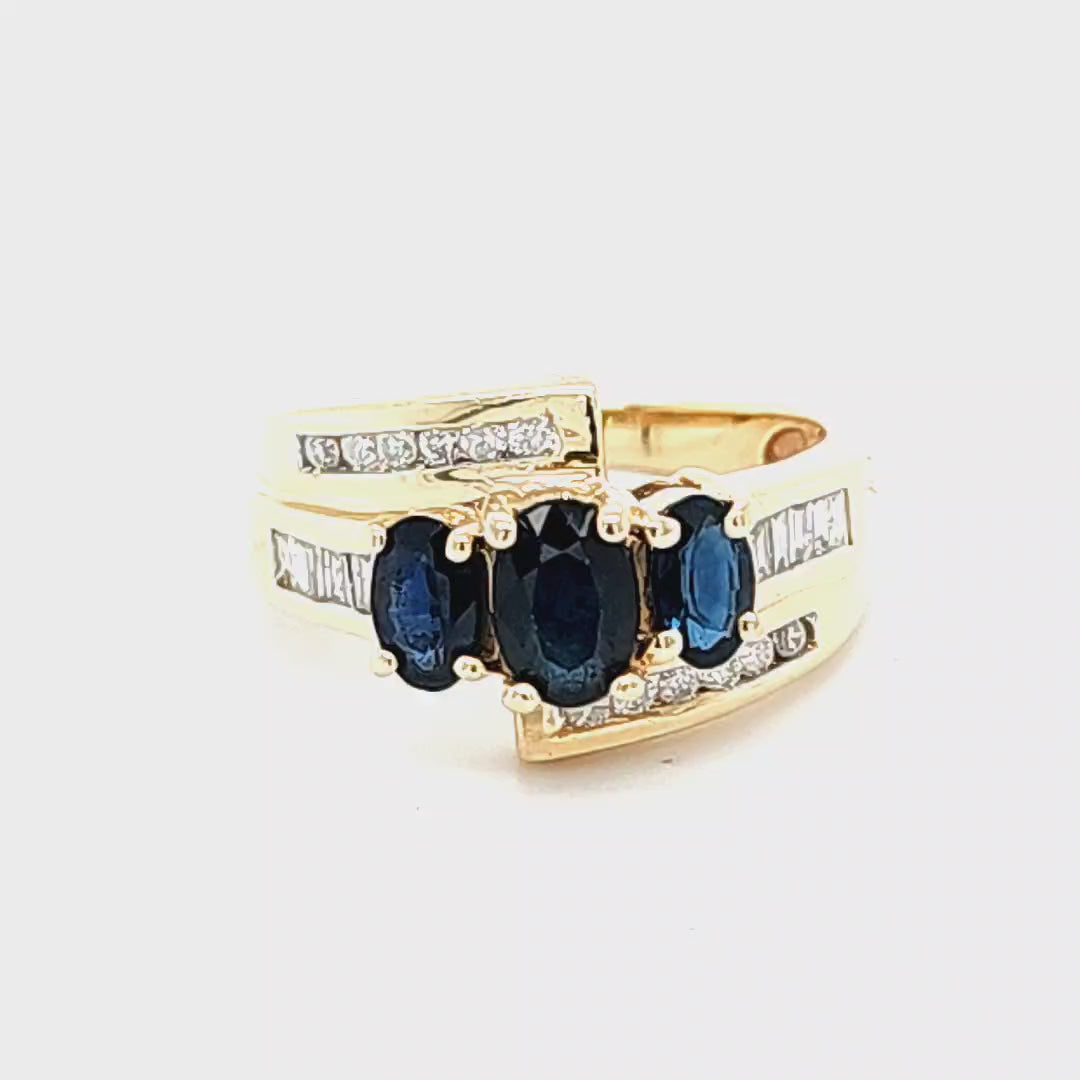 14K Yellow Gold Genuine Sapphire & Diamond Ring – The Jewelry Exchange ...
